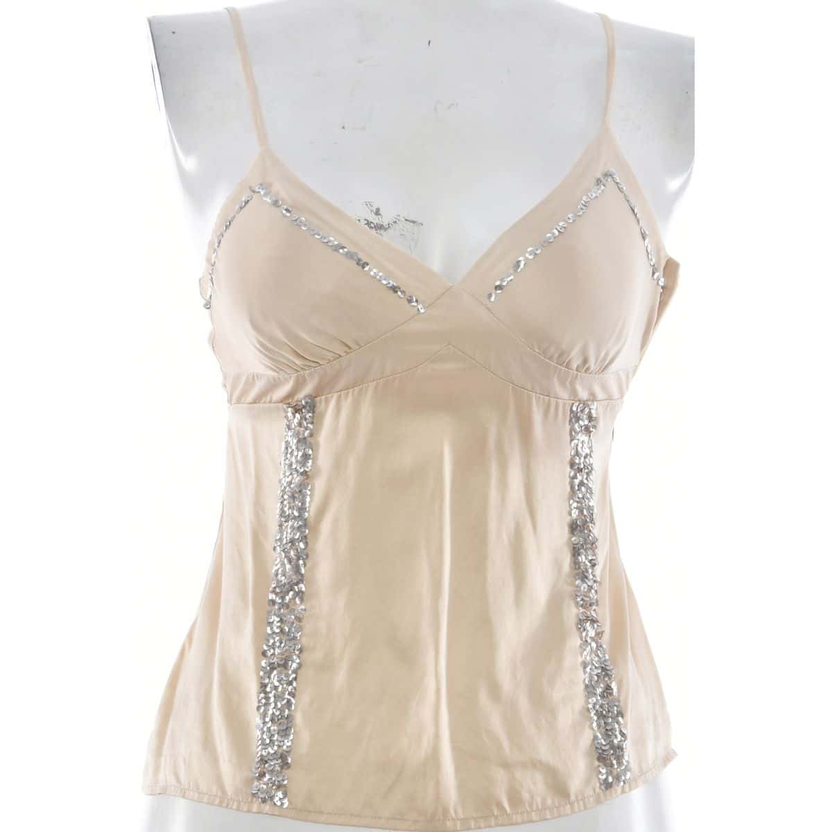 Guess Womens Size S Sequin Cami Top Champagne Gold(s)