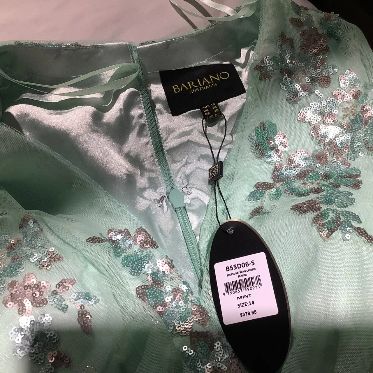 Bariano Womens Size 14 Formal Dress Green Lace With Sequins. “Good for ...
