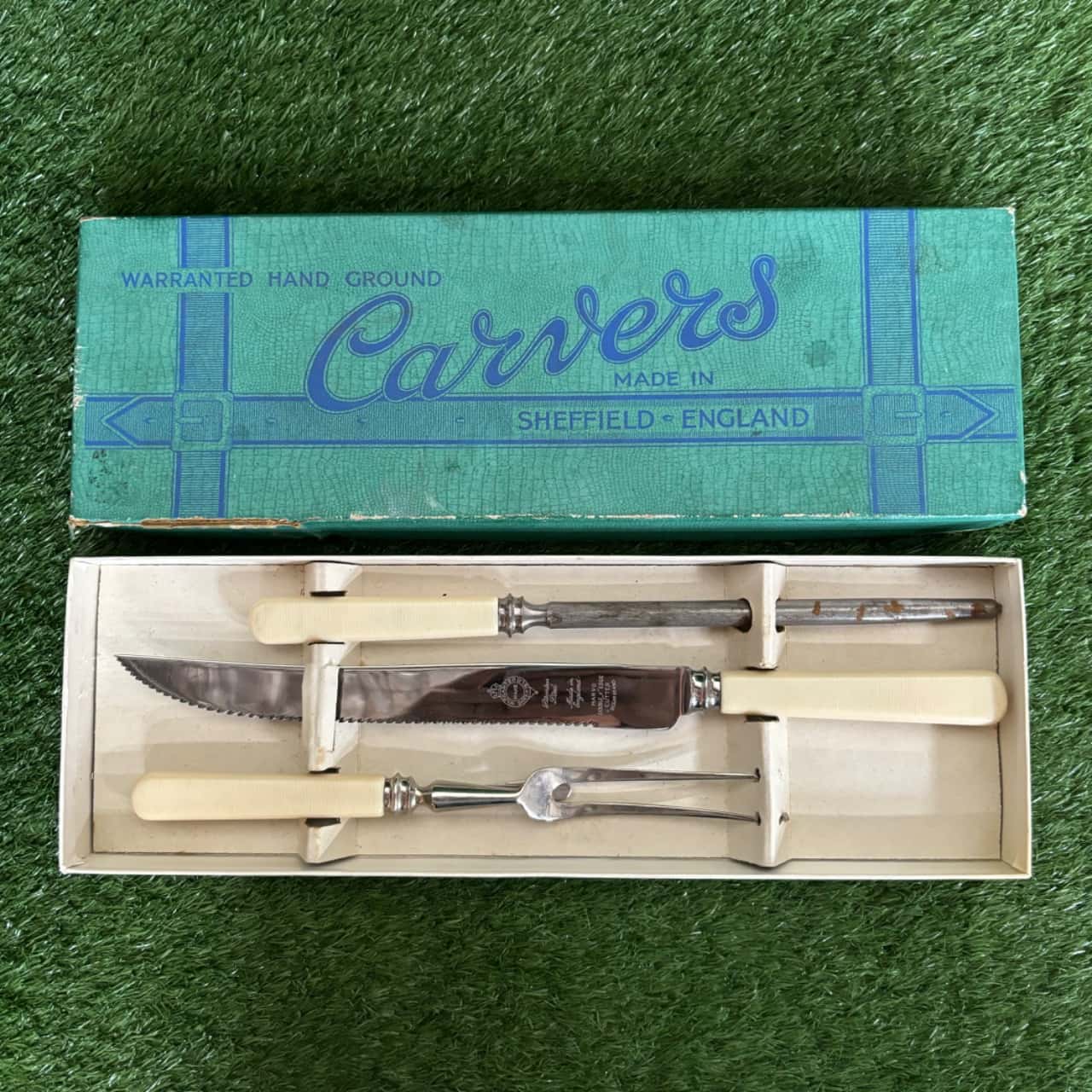 Vintage Carvers Sheffield England 3 Piece Carving Set (Boxed)(s)