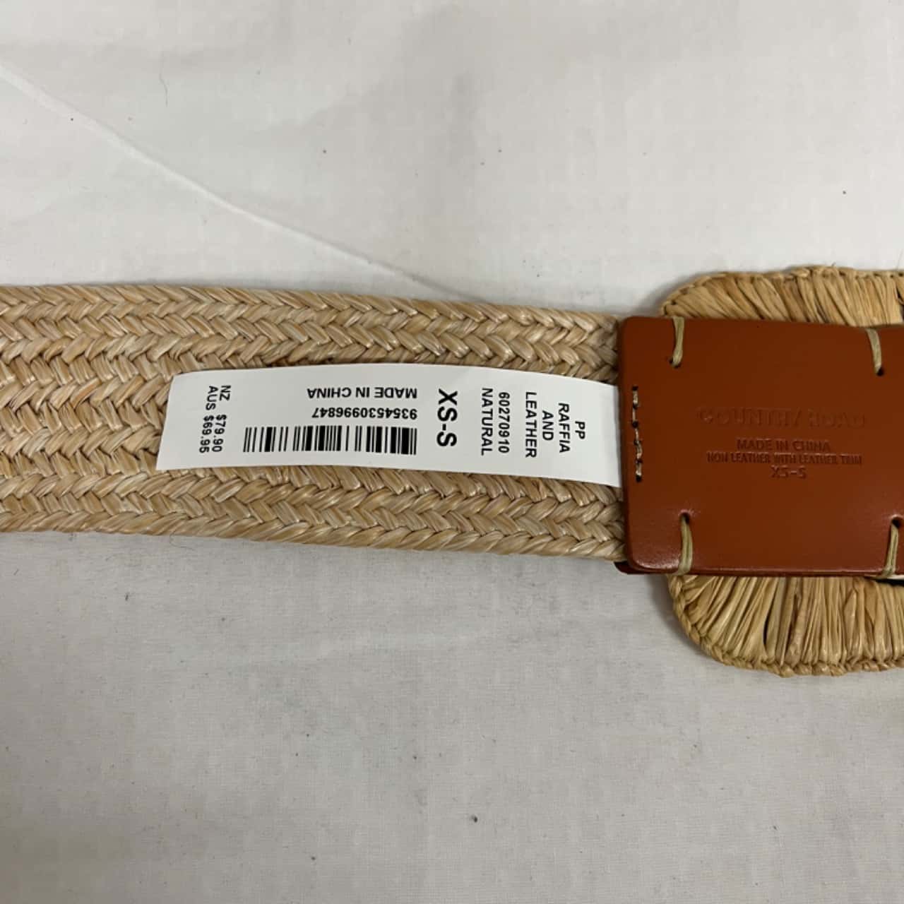 Country Road raffia and leather trim belt (s)