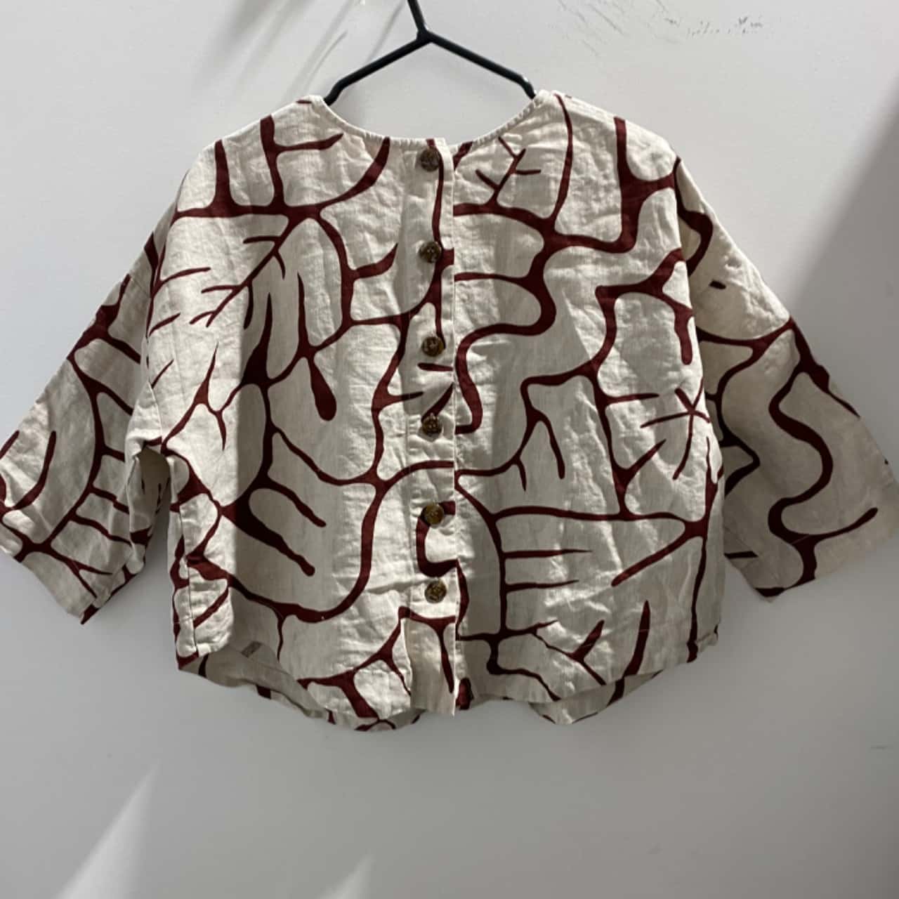 Gorman Womens Size 12 Cropped Linen Top Beige / Brown (s)