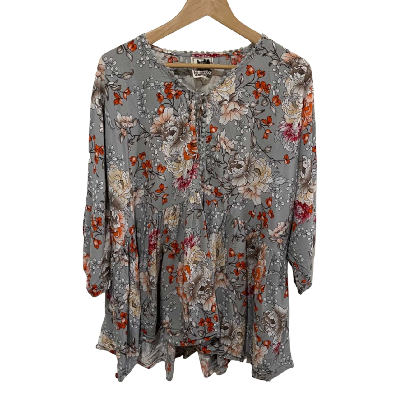 Jaase Womens Size XL Short Sleeve Floral / Grey (s)