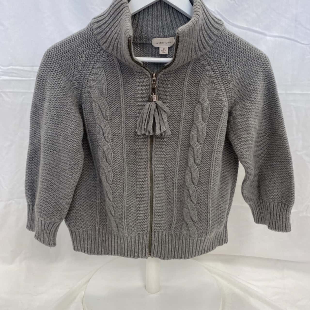 Witchery Kids Size M Grey zipped Cardigan (s)