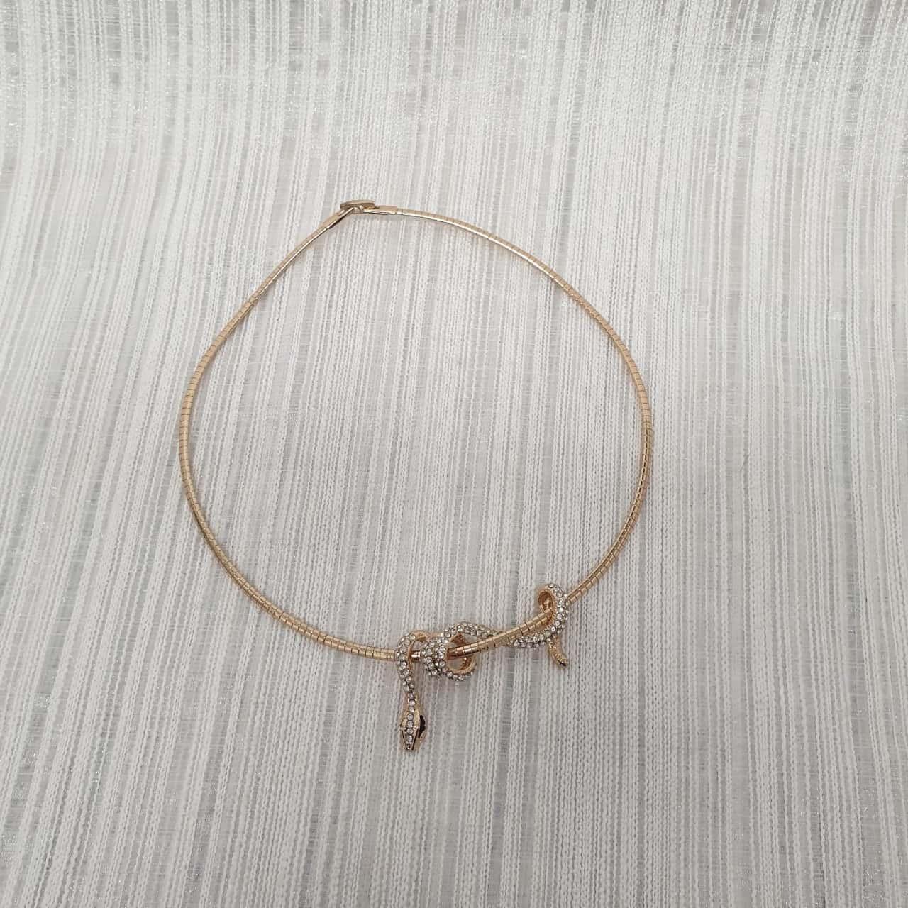 Super Elegant Gold Tone Crystal Coiled Snake Pendant on a Wire Snake ...