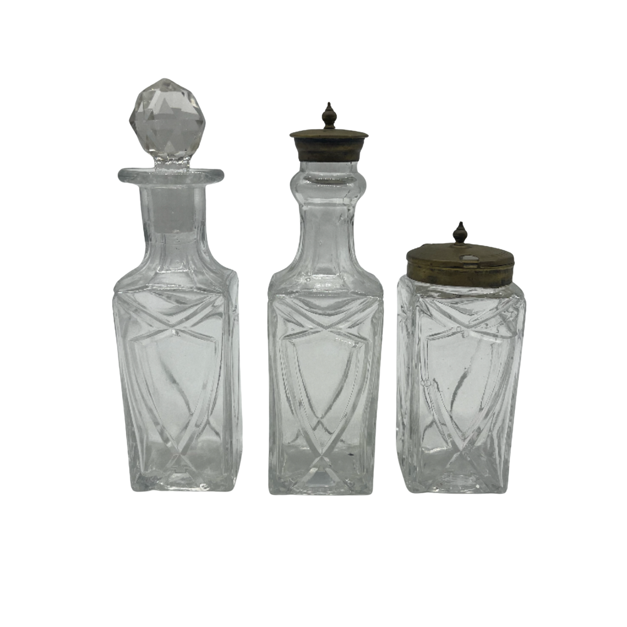 3 Piece Decanter, Sugar Jar, Mustard Pot(s)