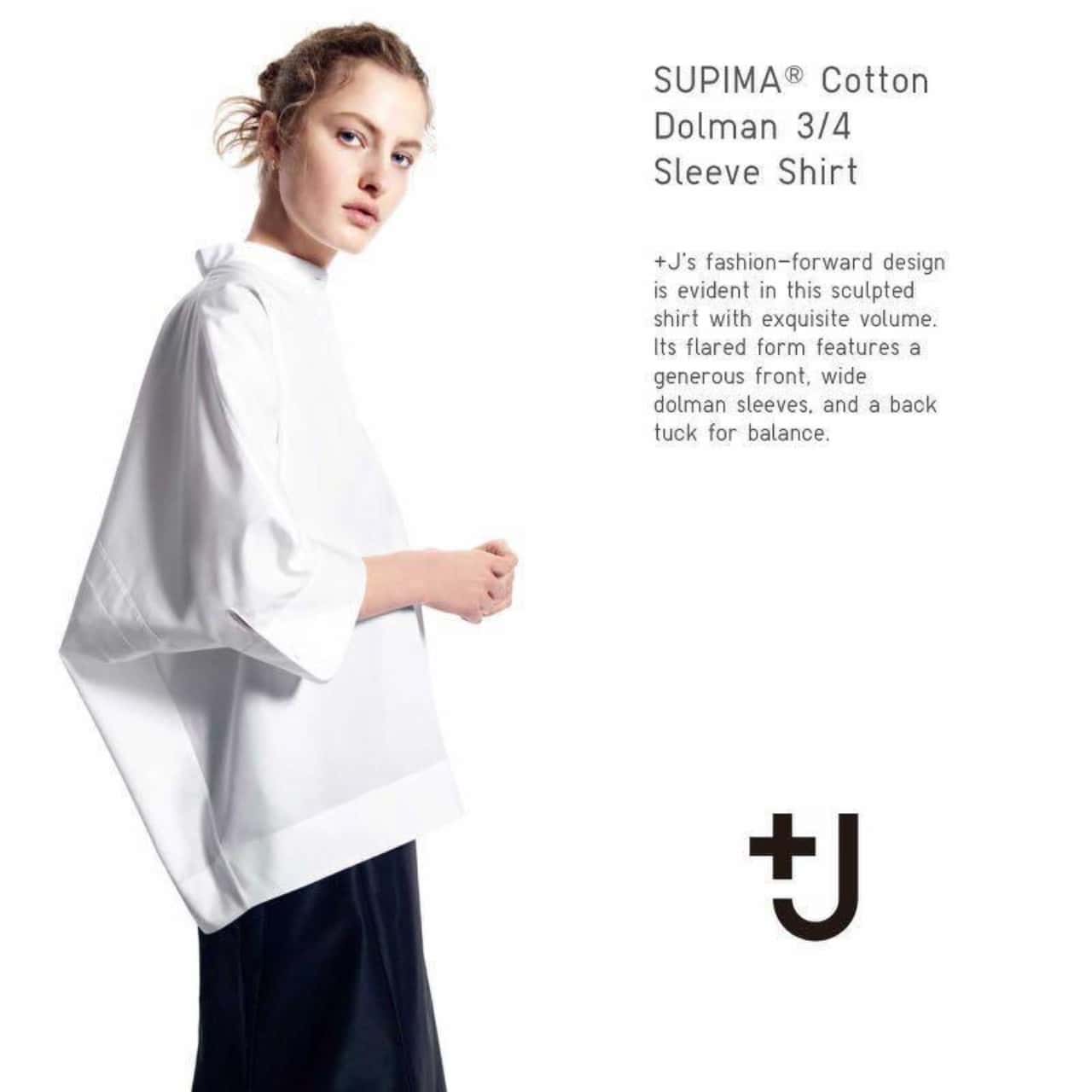 JIL SANDER For UNIQLO 'Supima' Cotton Dolman 3/4 Sleeve Shirt Size XL(s)