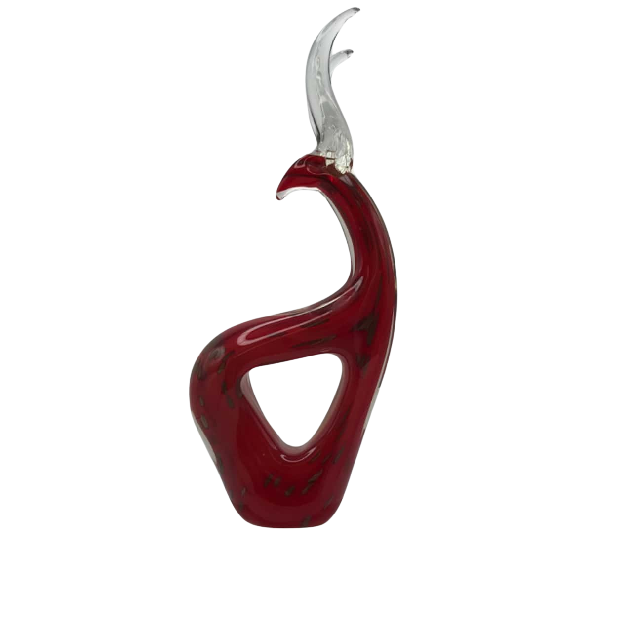 Very Heavy 'Murano Style' Hand Blown Glass Stag Red / Gold on Clear ...