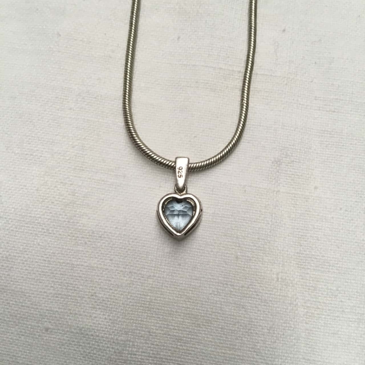 925 Italian Silver 40cm Necklace With 925 Silver Pendant and Aquamarine Gemstone(s)