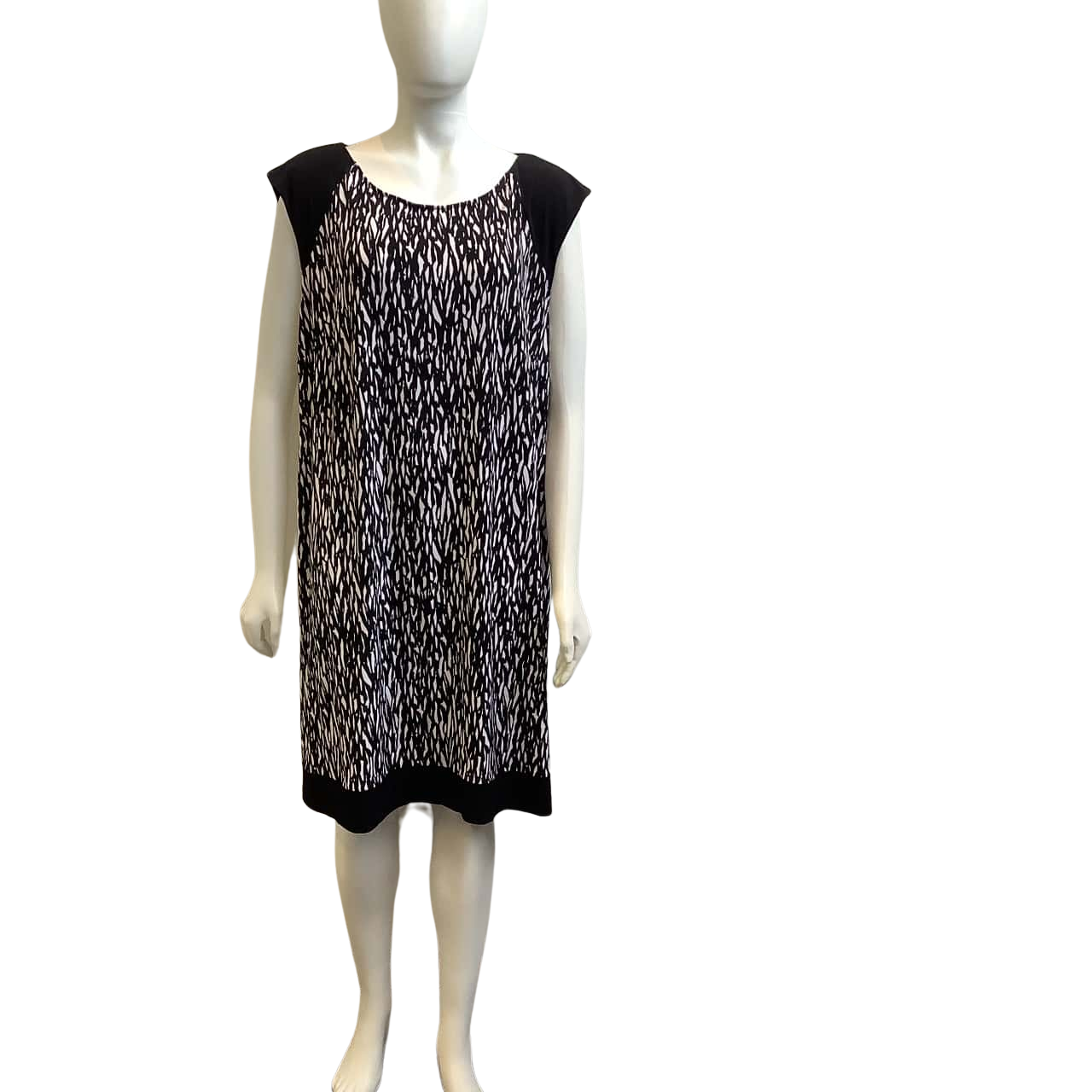 Brand New Basque Womens Size 16 Patterned Midi Dress Black / White(s)