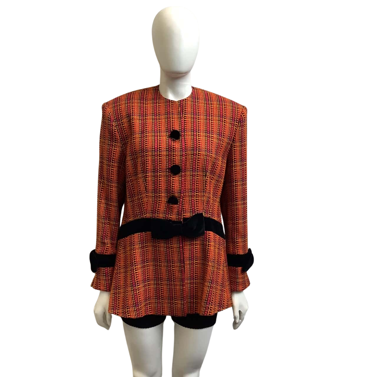 `Retro’ BonBon Womens Size 12 Velvet Trim Winter Jacket Red/Orange Mix(s)
