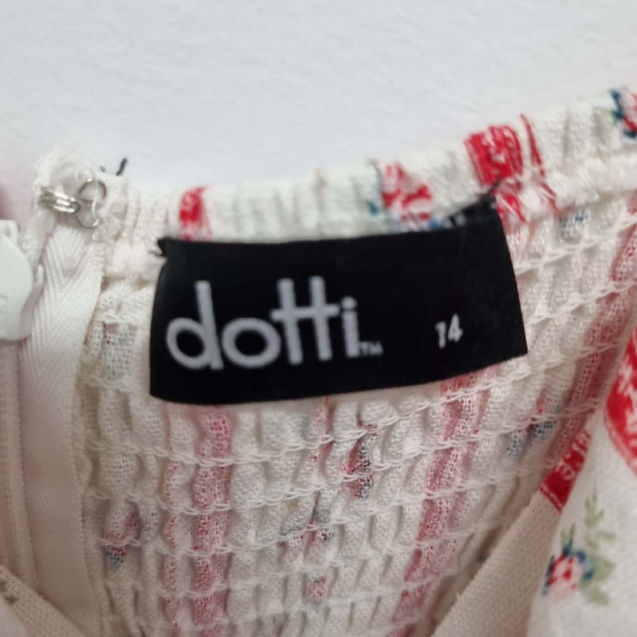 Dotti Womens Size 14 Floral Linen Dress Red / White (s)