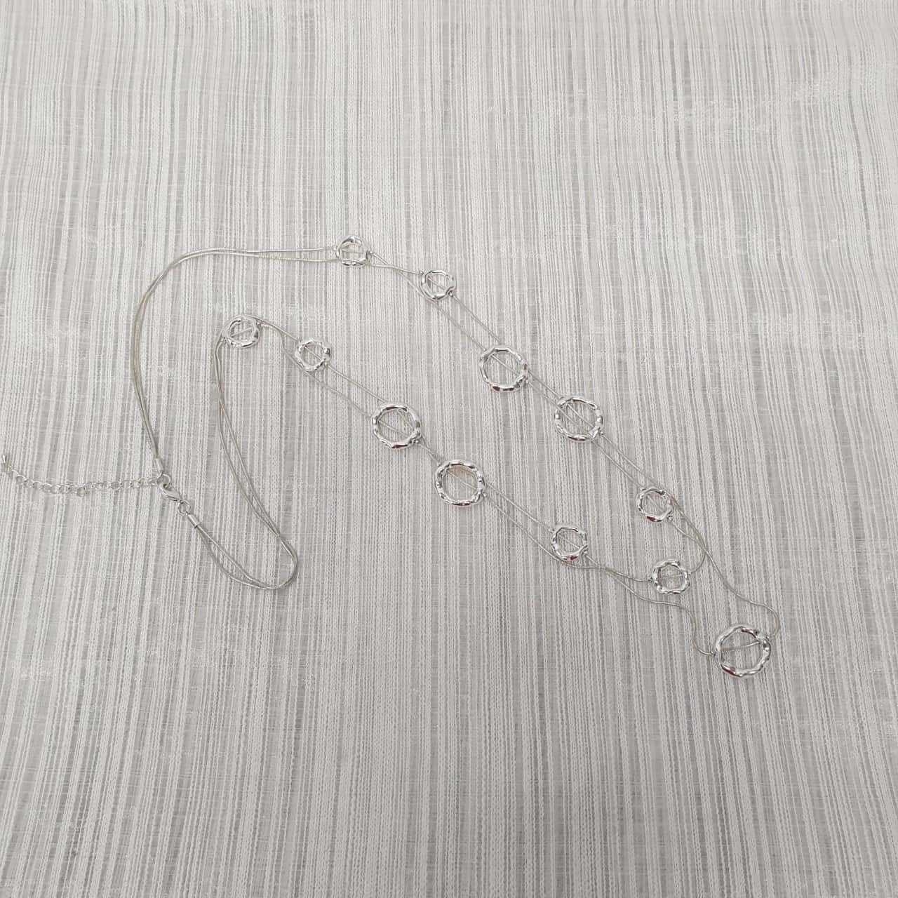 Welbijoux Elegant Silver Tone Long Double Layered Chains & Circle Ring Style Long Necklace - RRP ...