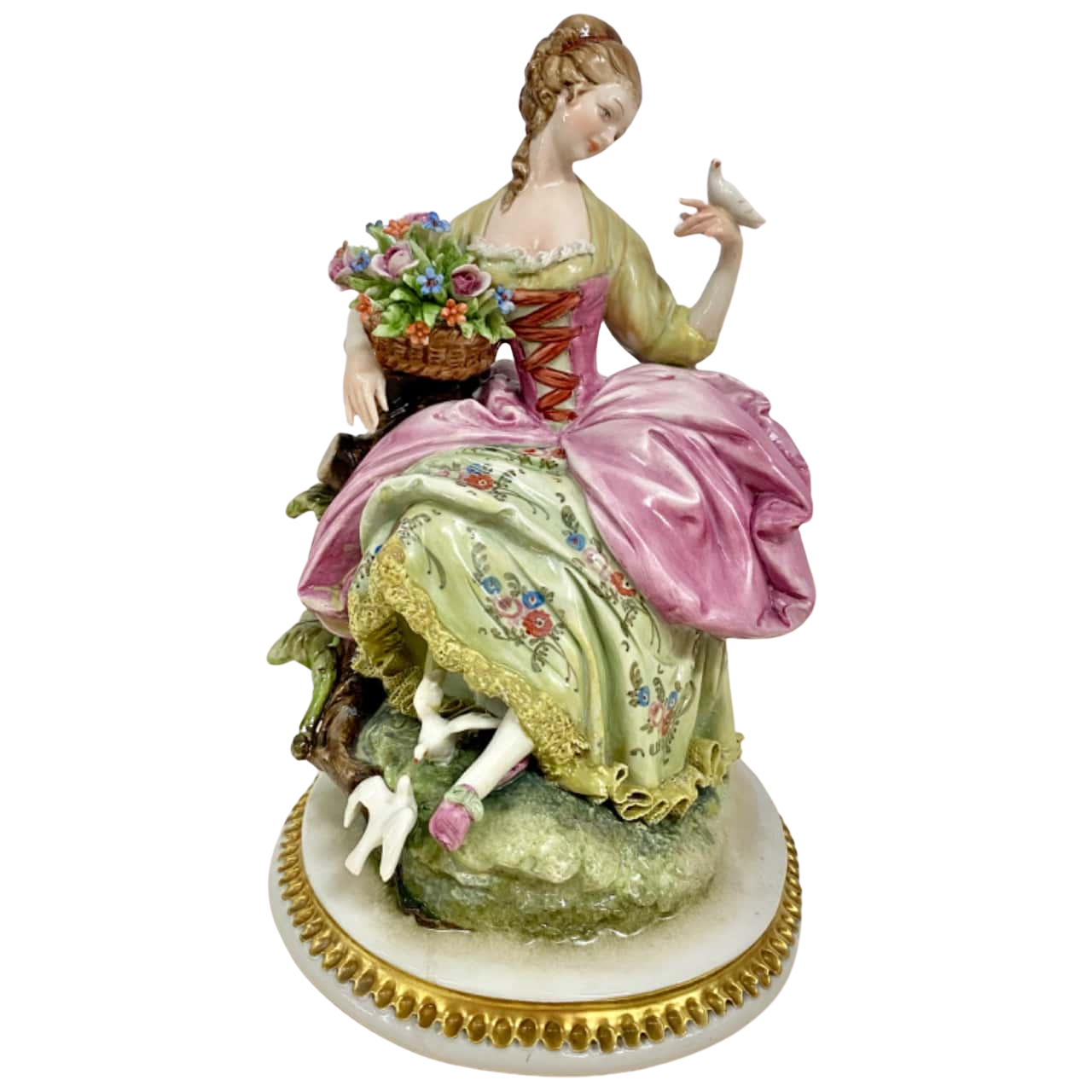 Stunning Capodimonte Italian “Cuppie” Lady with Doves