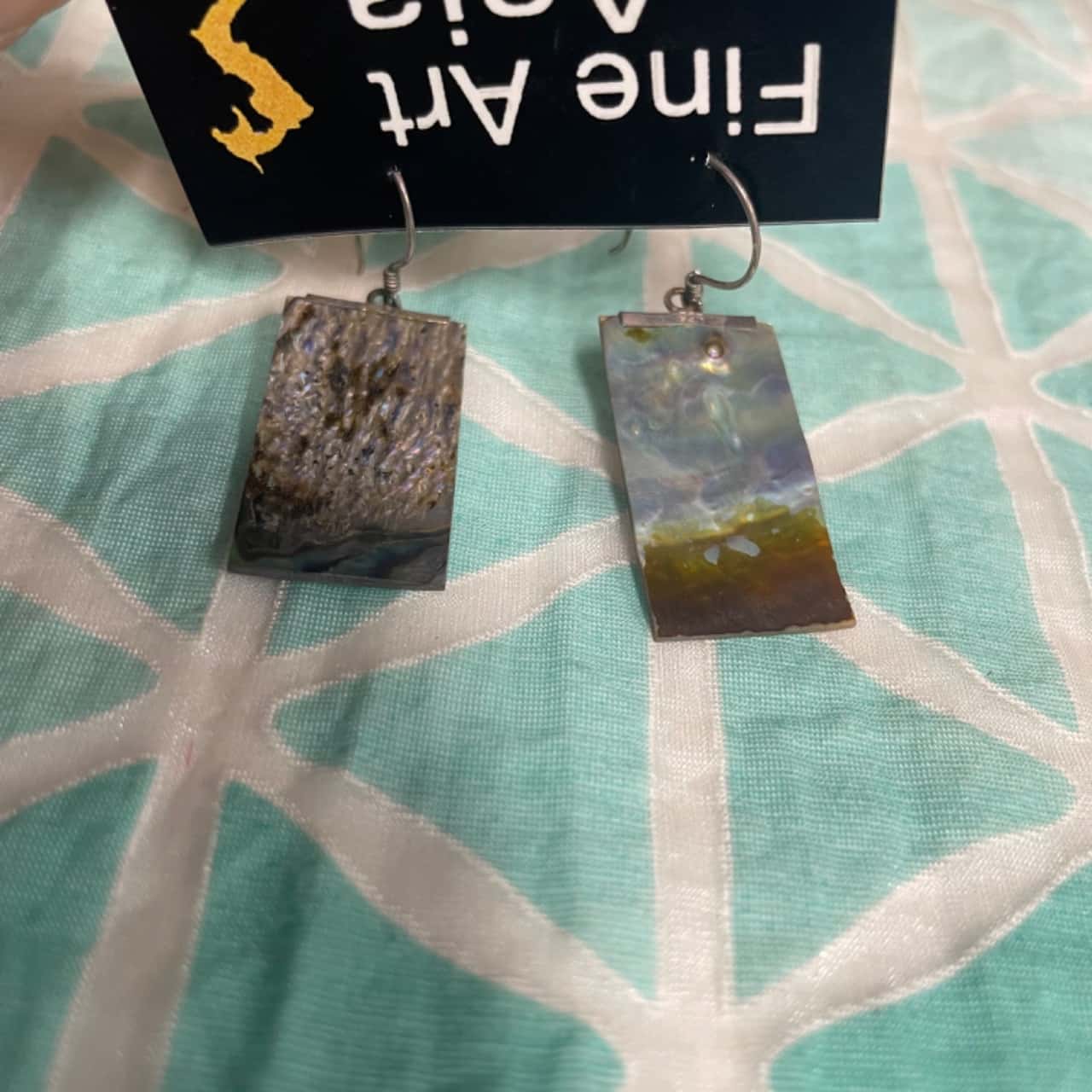 Womens 925 Silver Abolone Shell Dangle Earrings