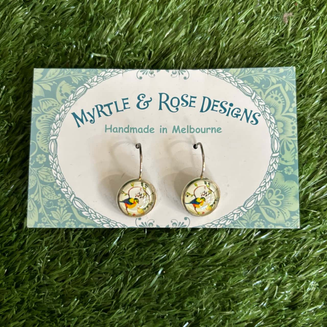Myrtle & Rose Designs Round Bird Earrings (New)