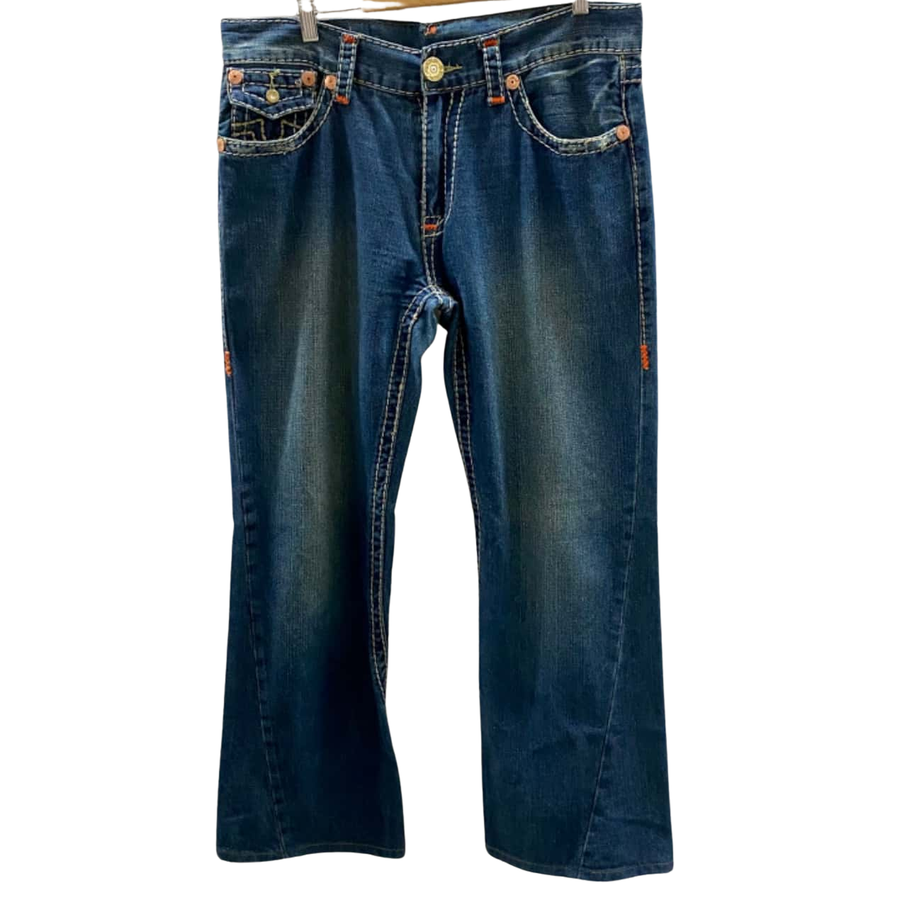 True Religion Mens Size 36 Wide Leg Jeans Blue (s)
