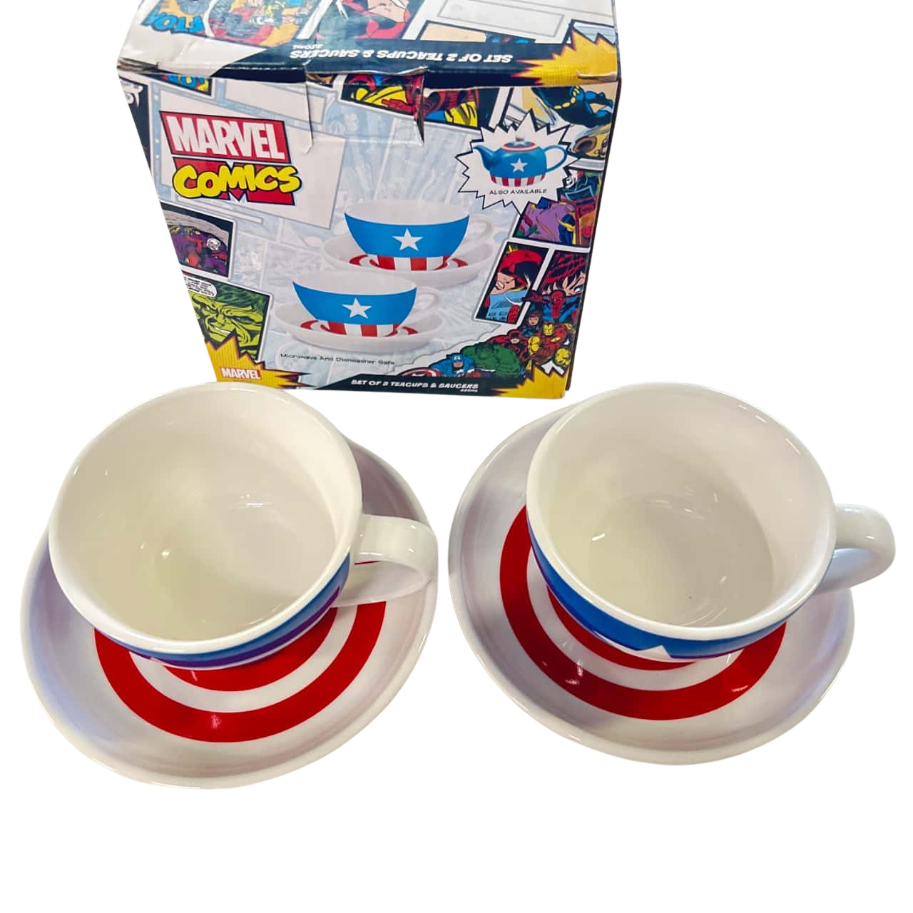 Captain America Set Of 2 Teacups & Saucers Marvel Comics Brand New(s ...