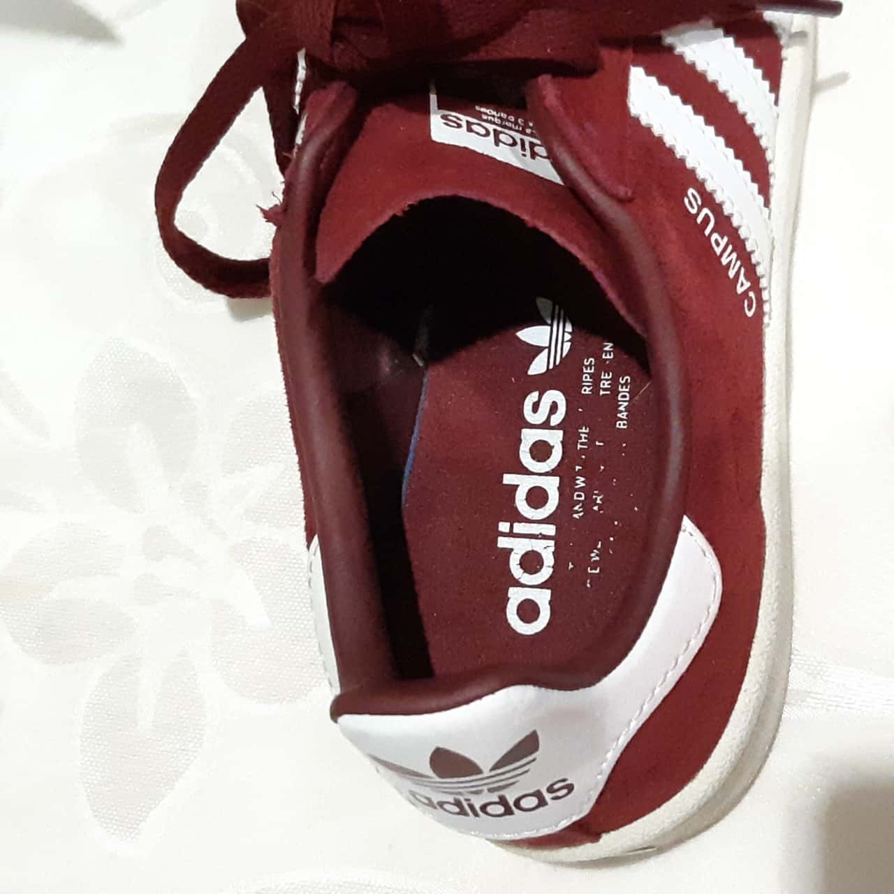 Adidas Campus Mens Size 3.5 Shoes Burgundy/White (s)