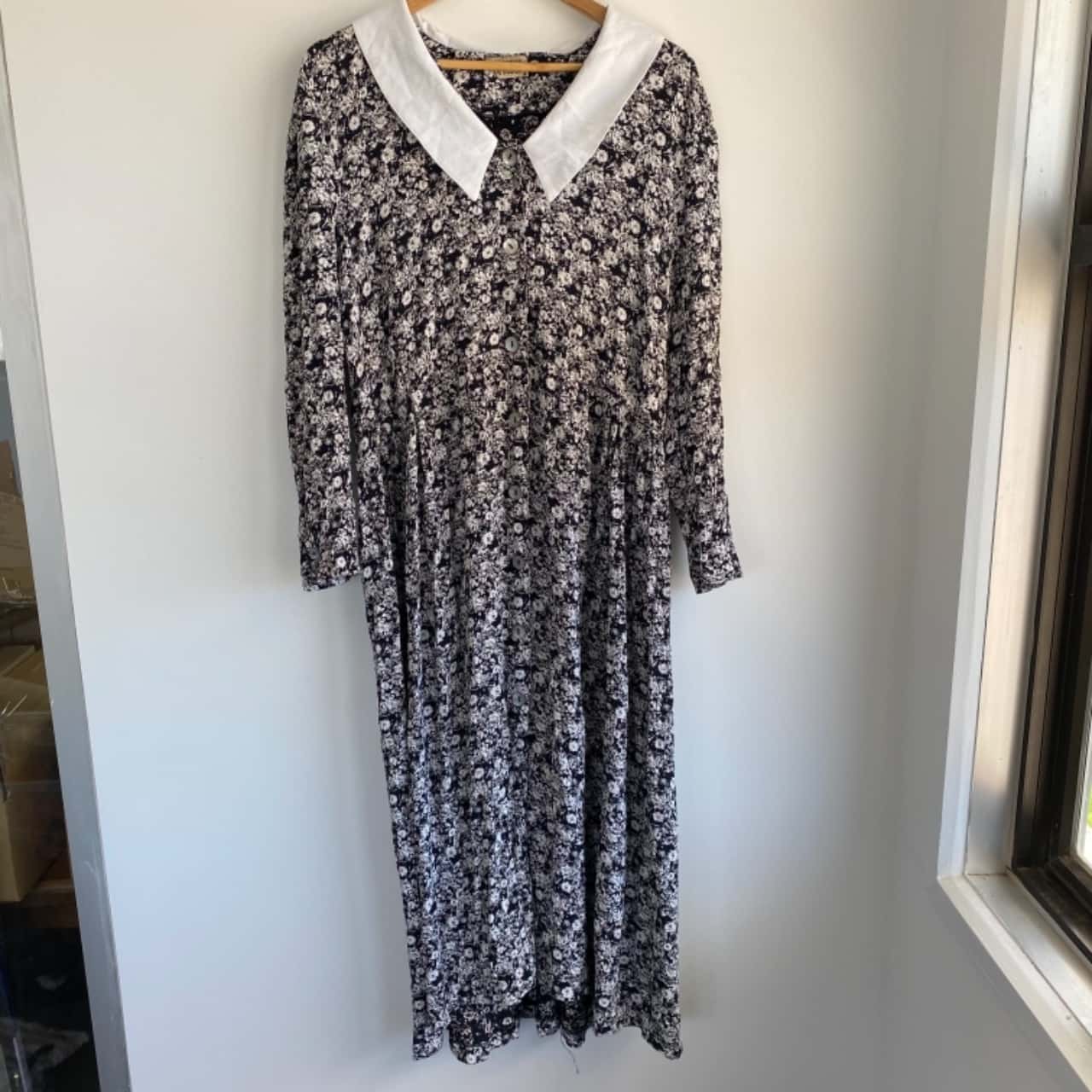 Vintage Cue Design Floral Maxi Dress Australian Made Size 14 / XL(s)