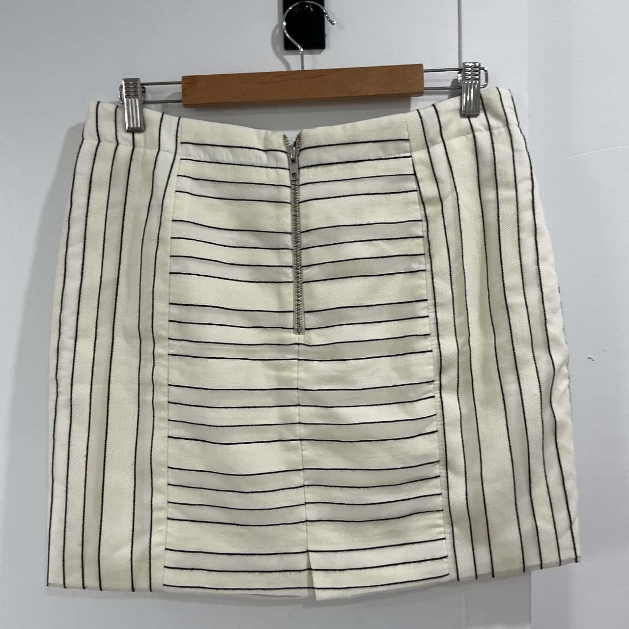 Mossman Womens Size 14 Mini Skirt / Pencil Skirt Black / Cream / Striped