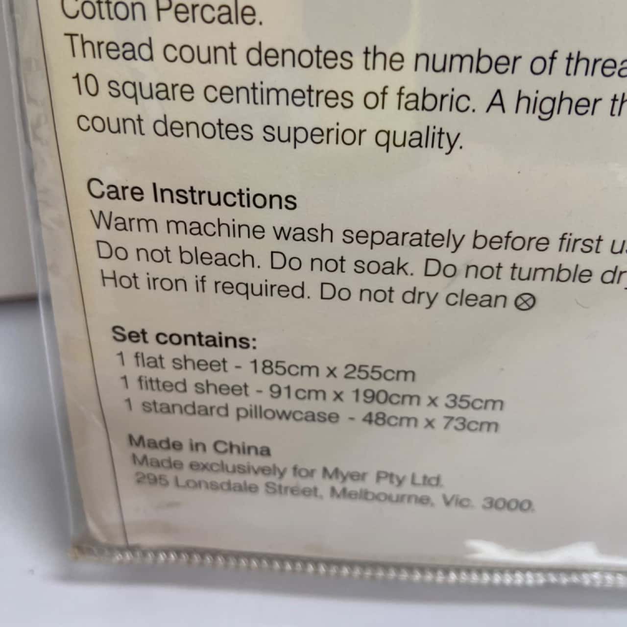 Vue 250 Thread Count Cotton Percale Single Bed Sheet Set Beige