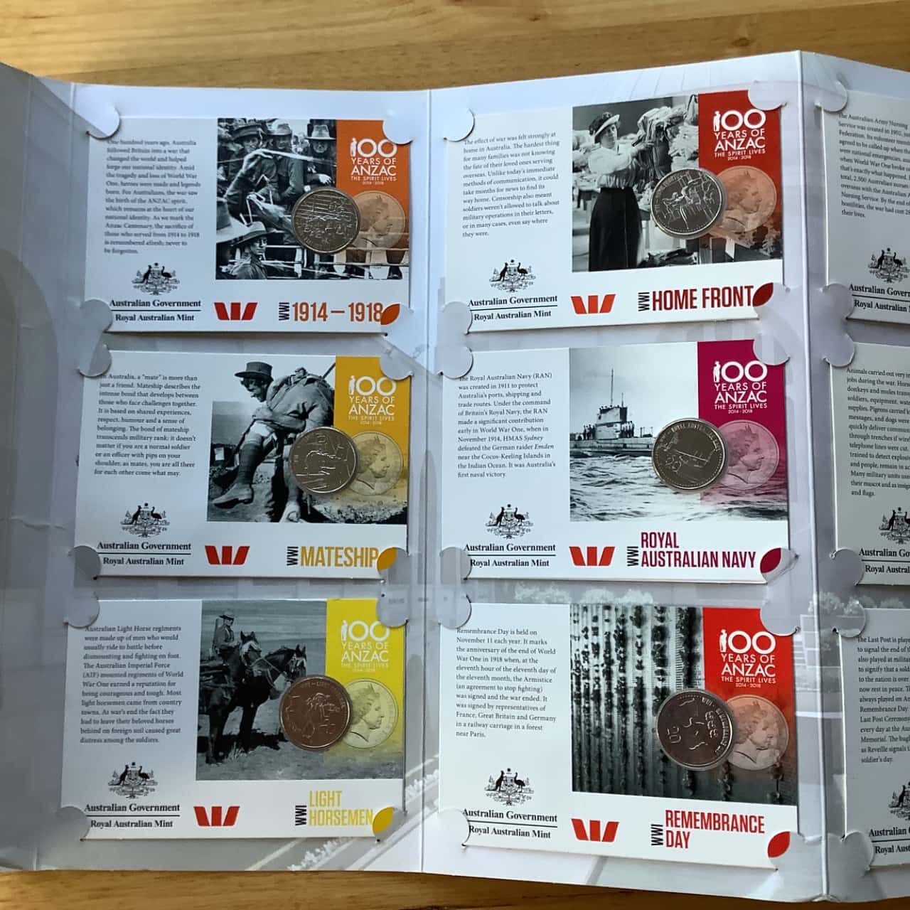 REDUCED****Royal Australian Mint. Anzacs Remembered World War 1-2(s)