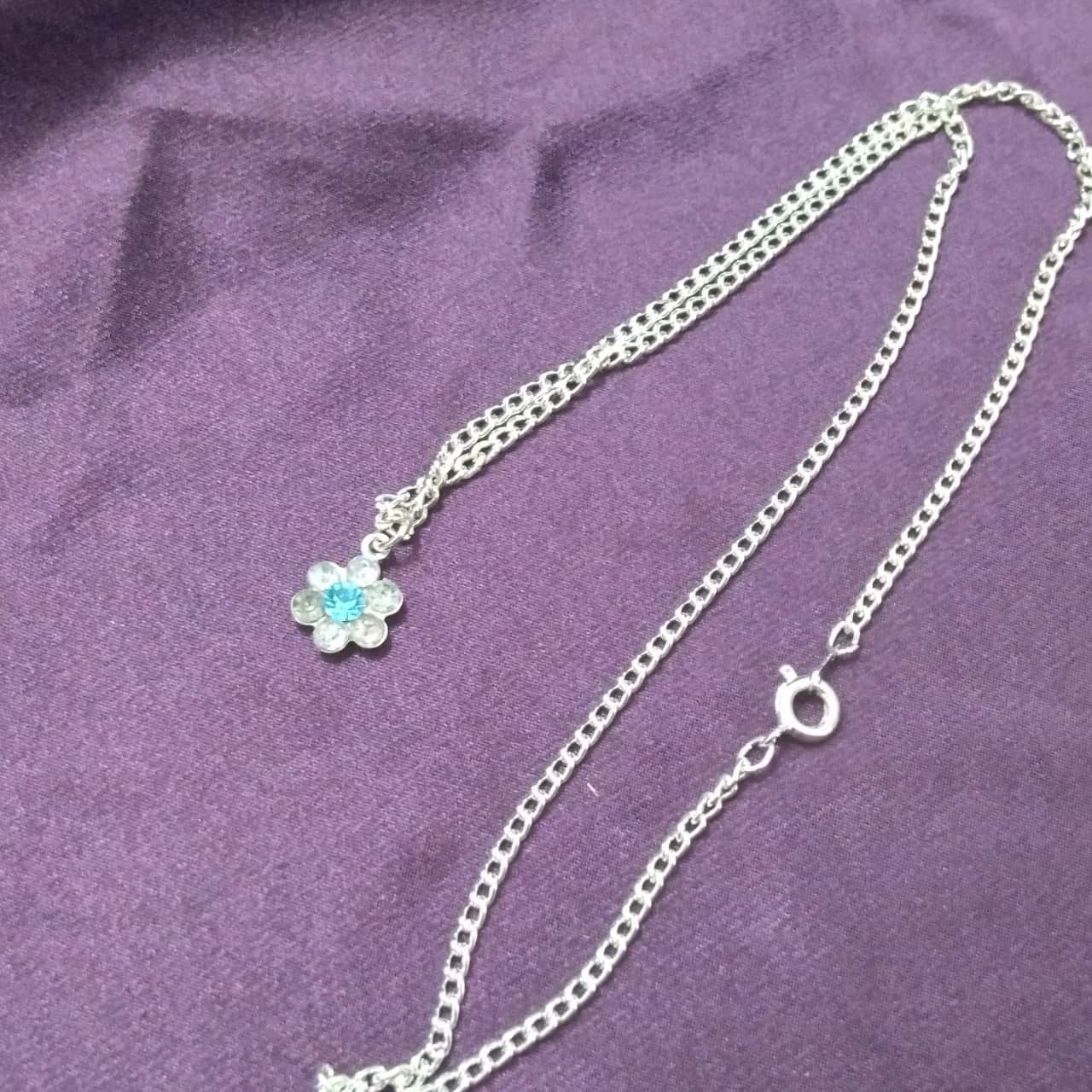 Silvertone Chain with Blue Flower Necklace(s)