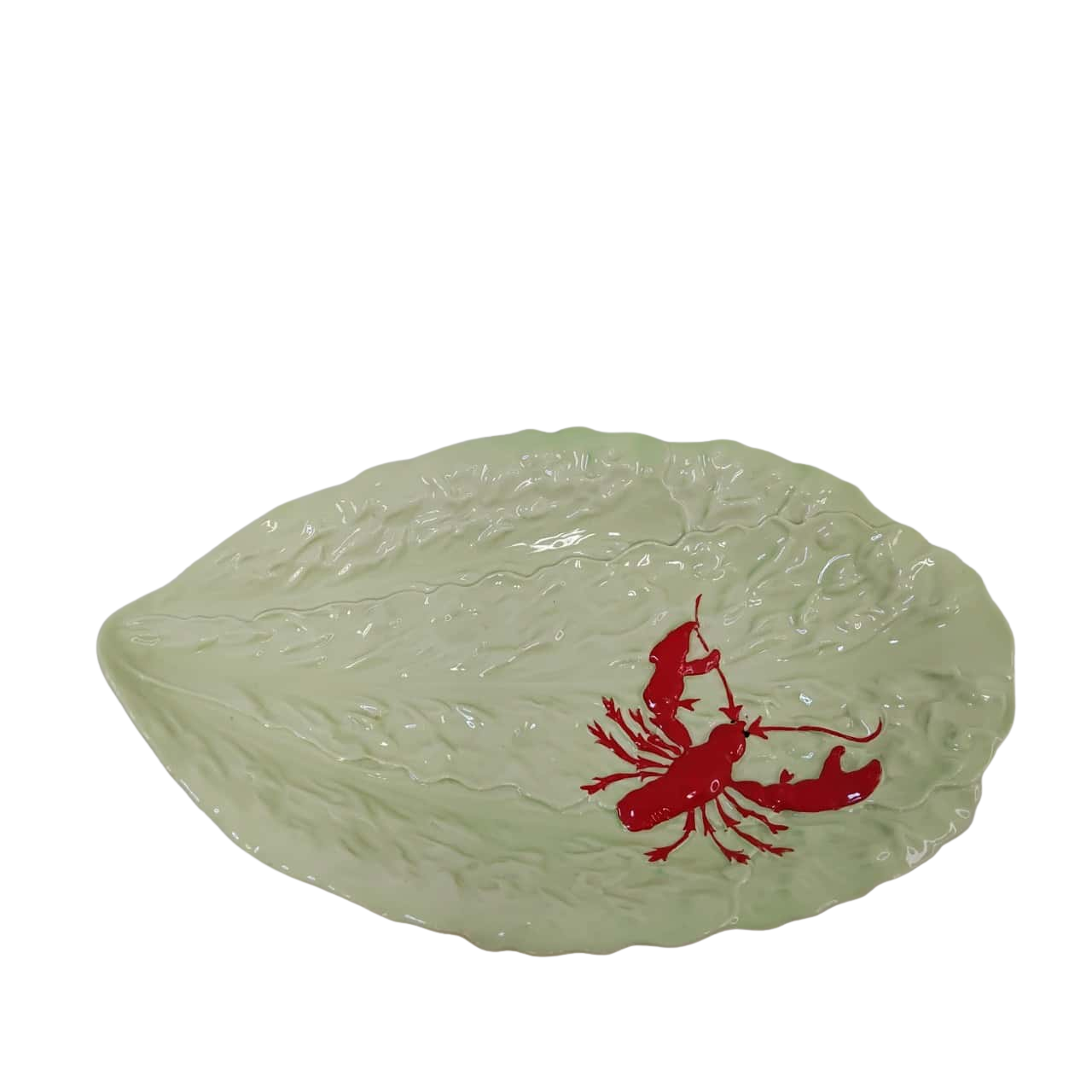 Carlton Ware Red Lobster On Green Lettuce Leaf Embossed Plate Dish