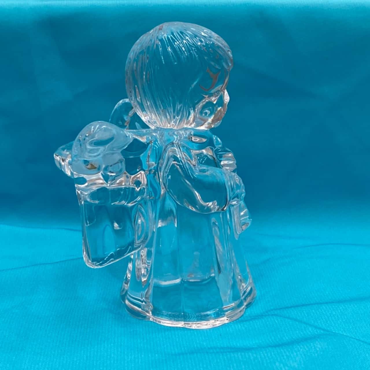 10cm Mikasa Crystal Clear Musical Sweet Angel Boy Cherub Glass Candle ...