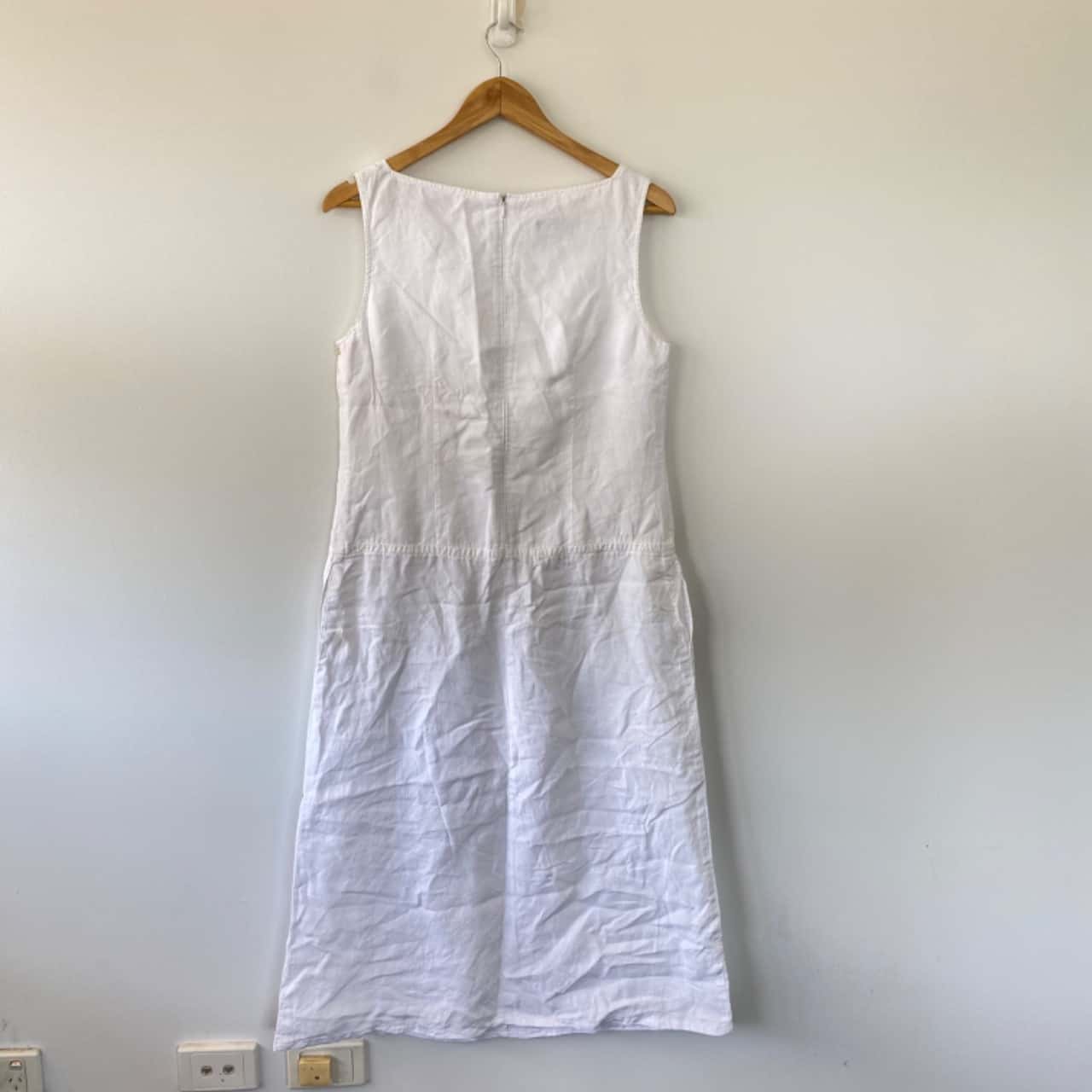 Queto White Linen Sleeveless Maxi Dress Size 14 / XL