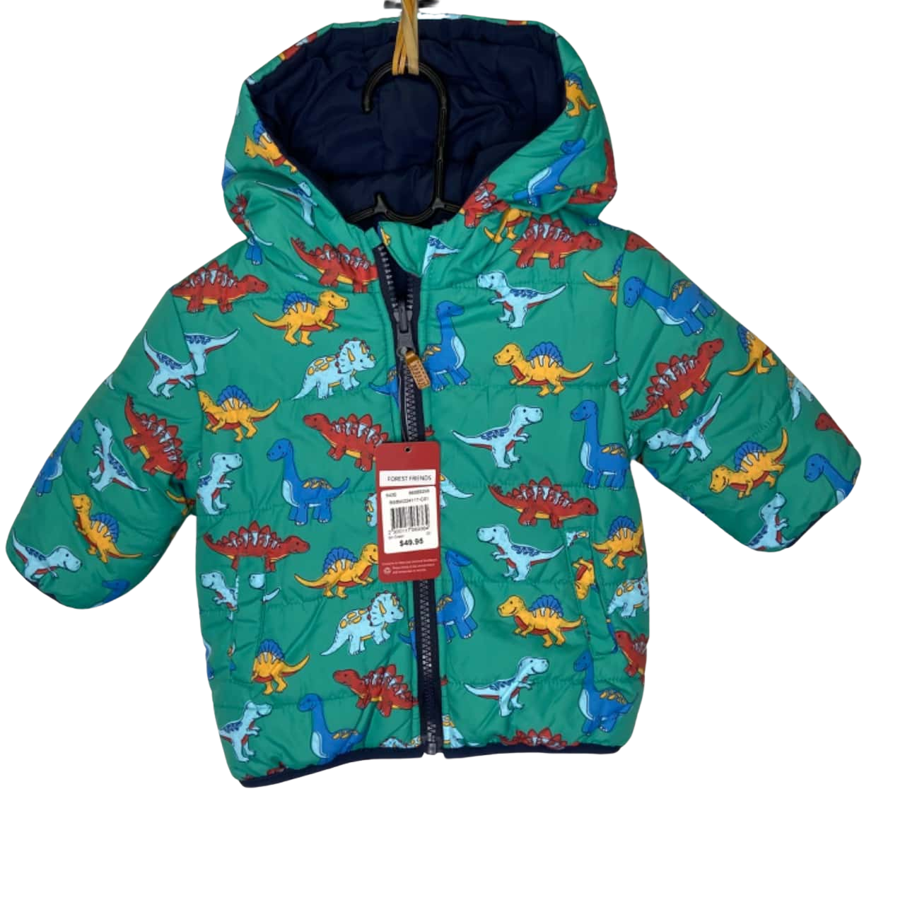 Sprout Kids Size 00 Forest Friends Dinosaur Puff Jacket Green BNWT RRP ...