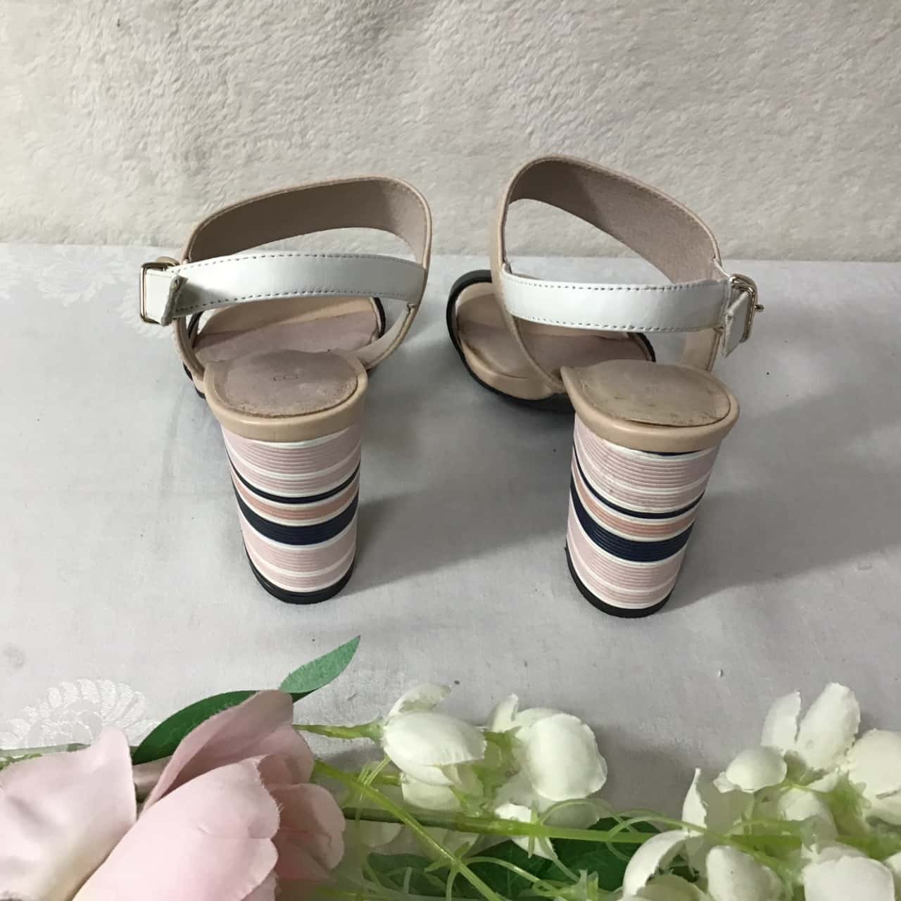 Basque Womens Size 39 Beige / Black / White Leather Upper / Striped ...