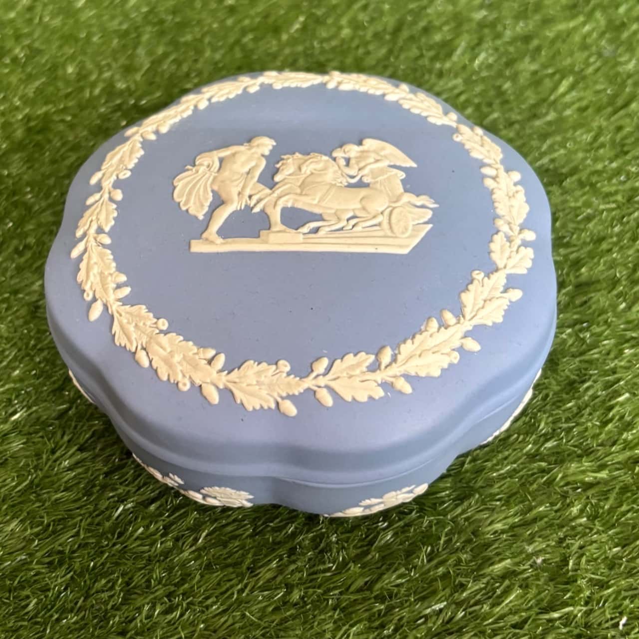Vintage Wedgwood Powder Blue Jasperware Round Trinket Box(s)