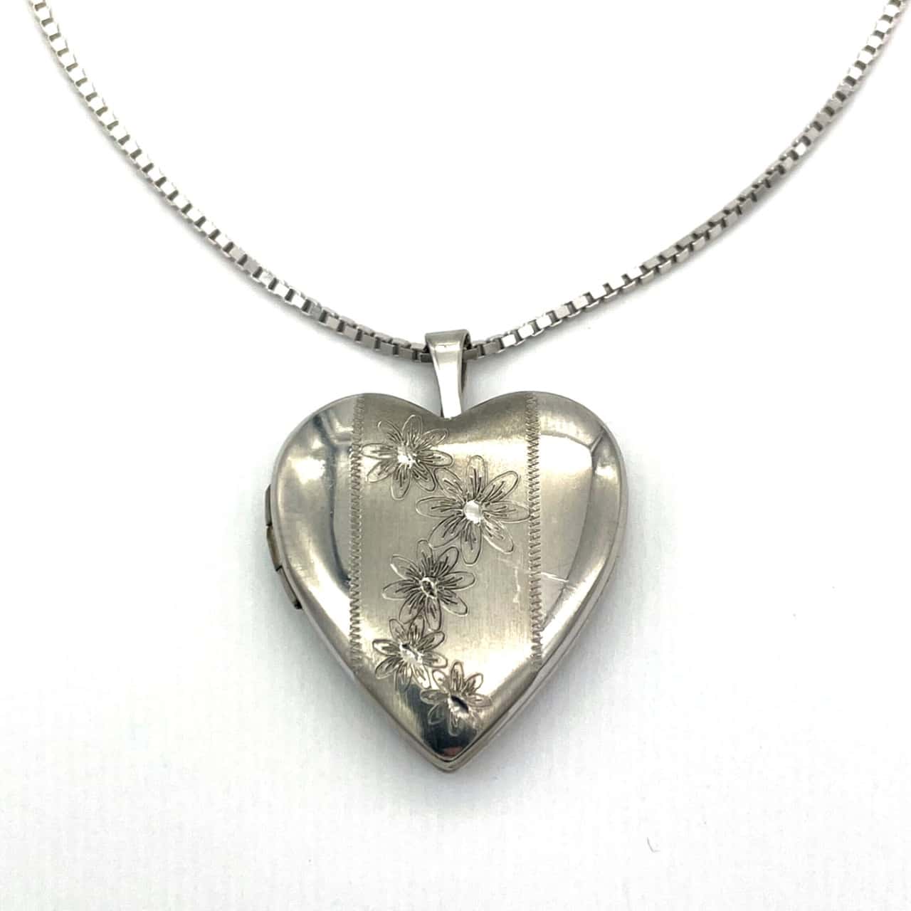 Womens Large Silver Heart Locket Necklace(s)