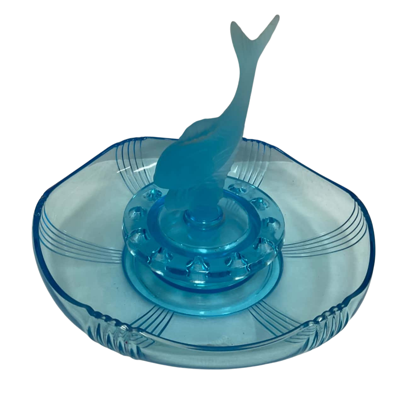 Rare Pretty Blue Flying Fish Float Bowl Art Deco Depression Era Glass ...