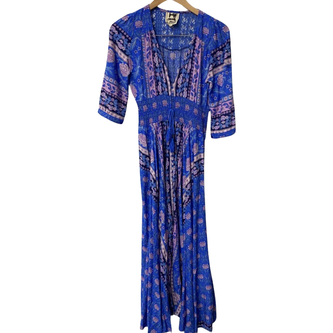 Jaase Womens Size XS Maxi Dress Blue / Pattern (s)