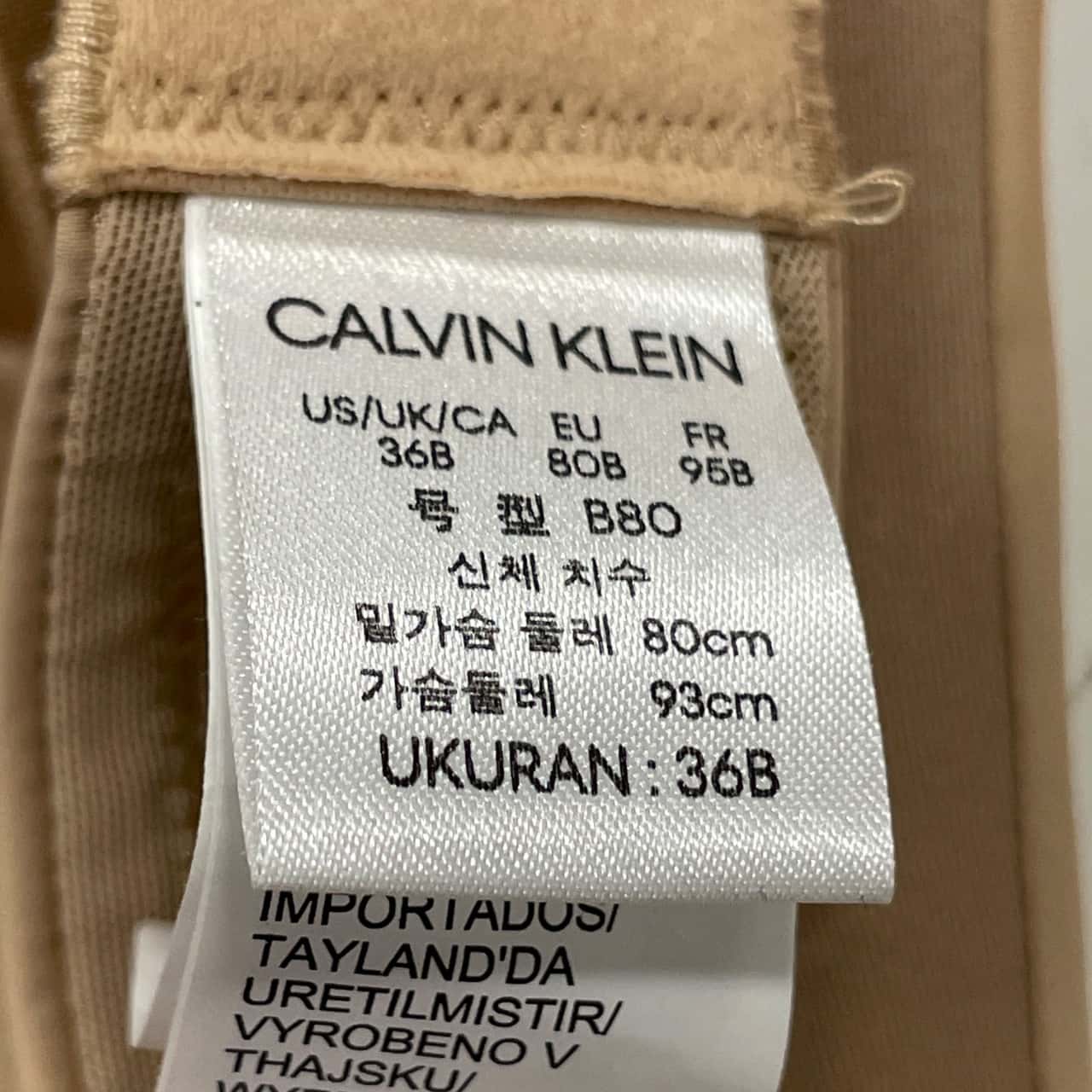 Calvin Klein Demi-buste Size 36B Bra Brown