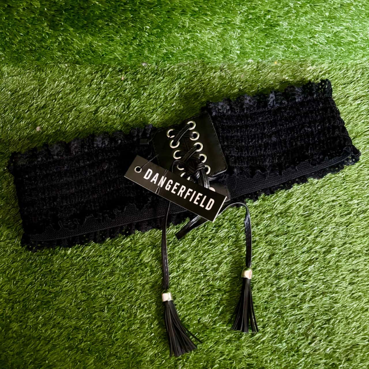Dangerfield Black Lace Ruffle Belt (New)