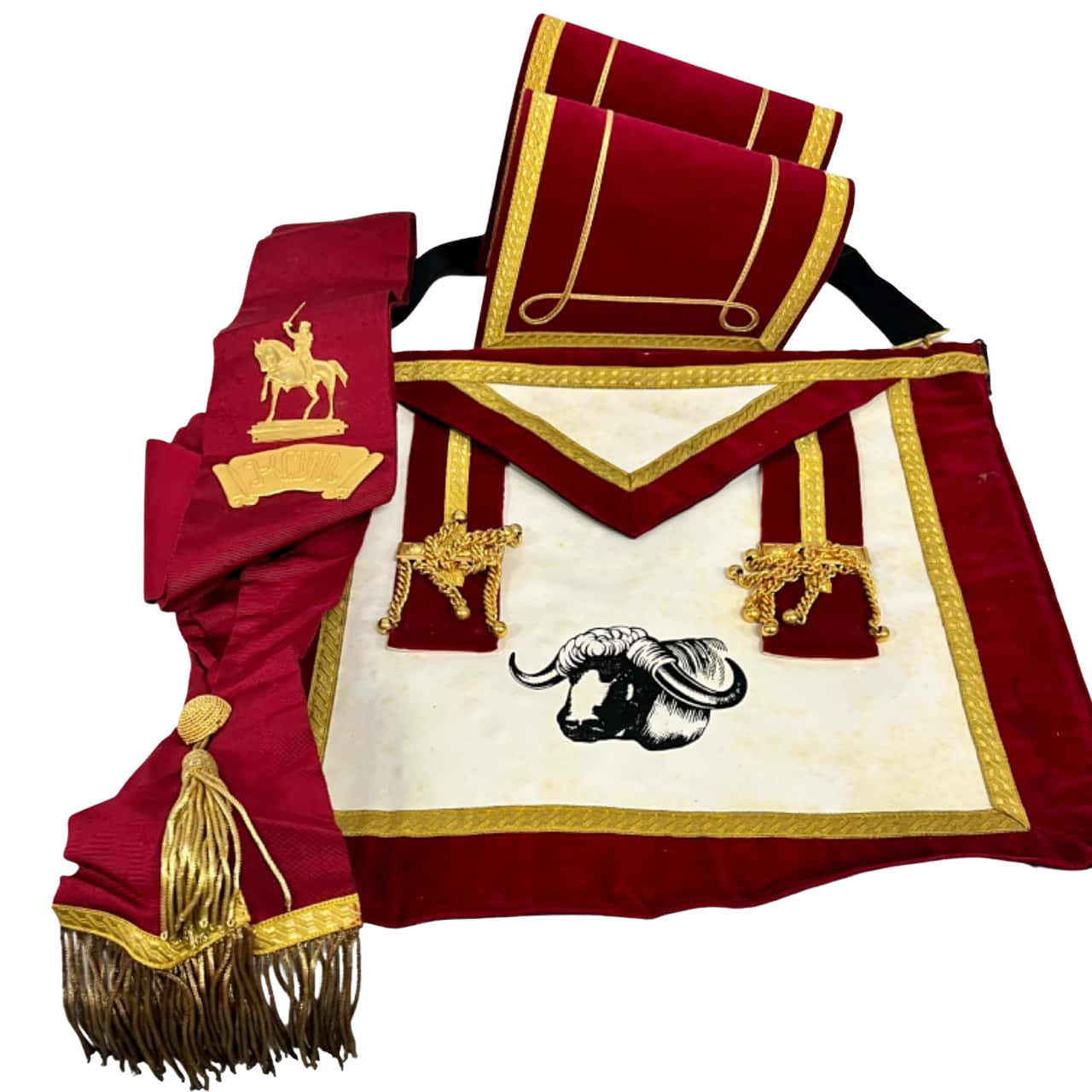 The endangered royal Antidiluvian order of buffalo apron Arm cuffs and Sash