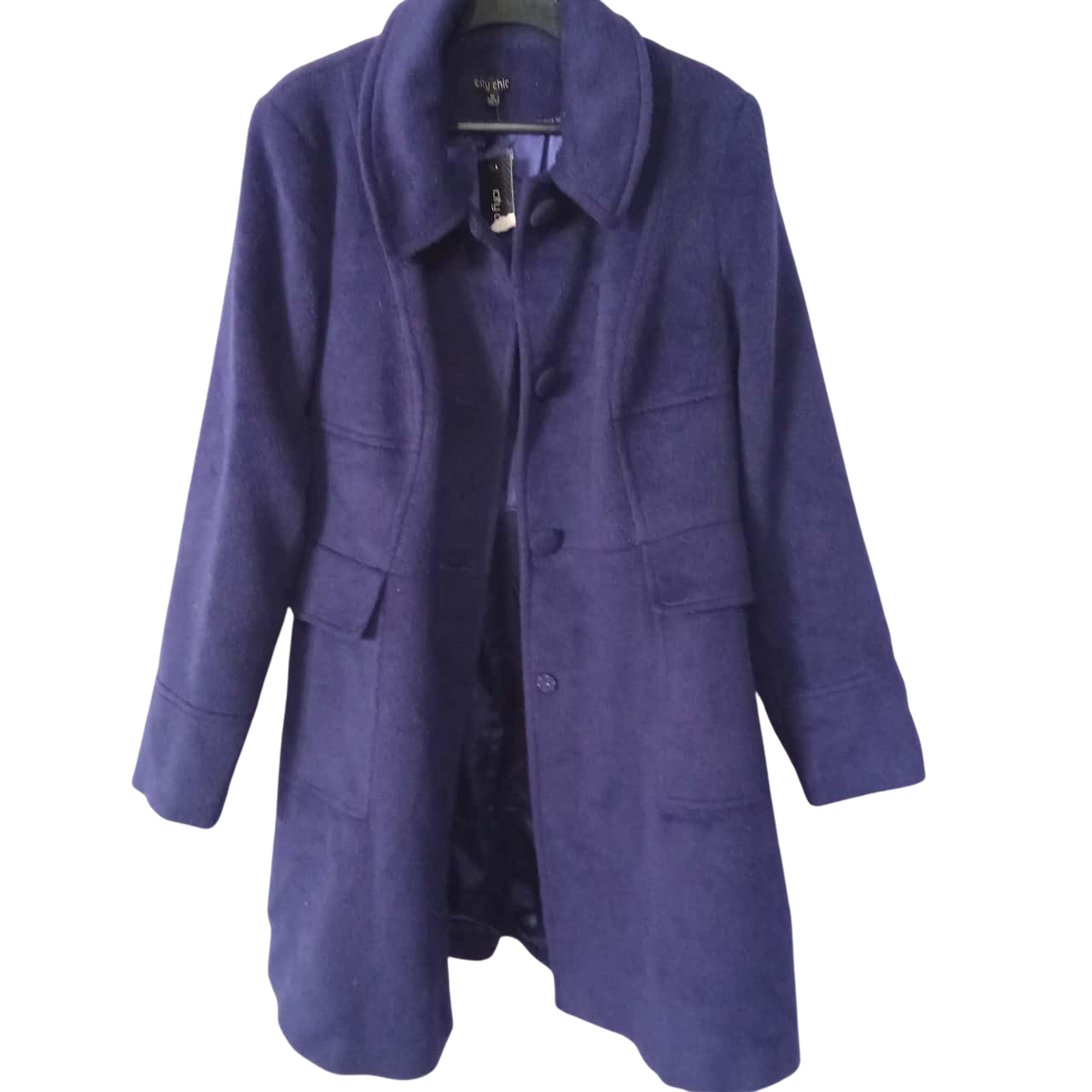 City Chic Ladies Purple Button Up Over Coat Size M NWT RRP $ 199.95(s)