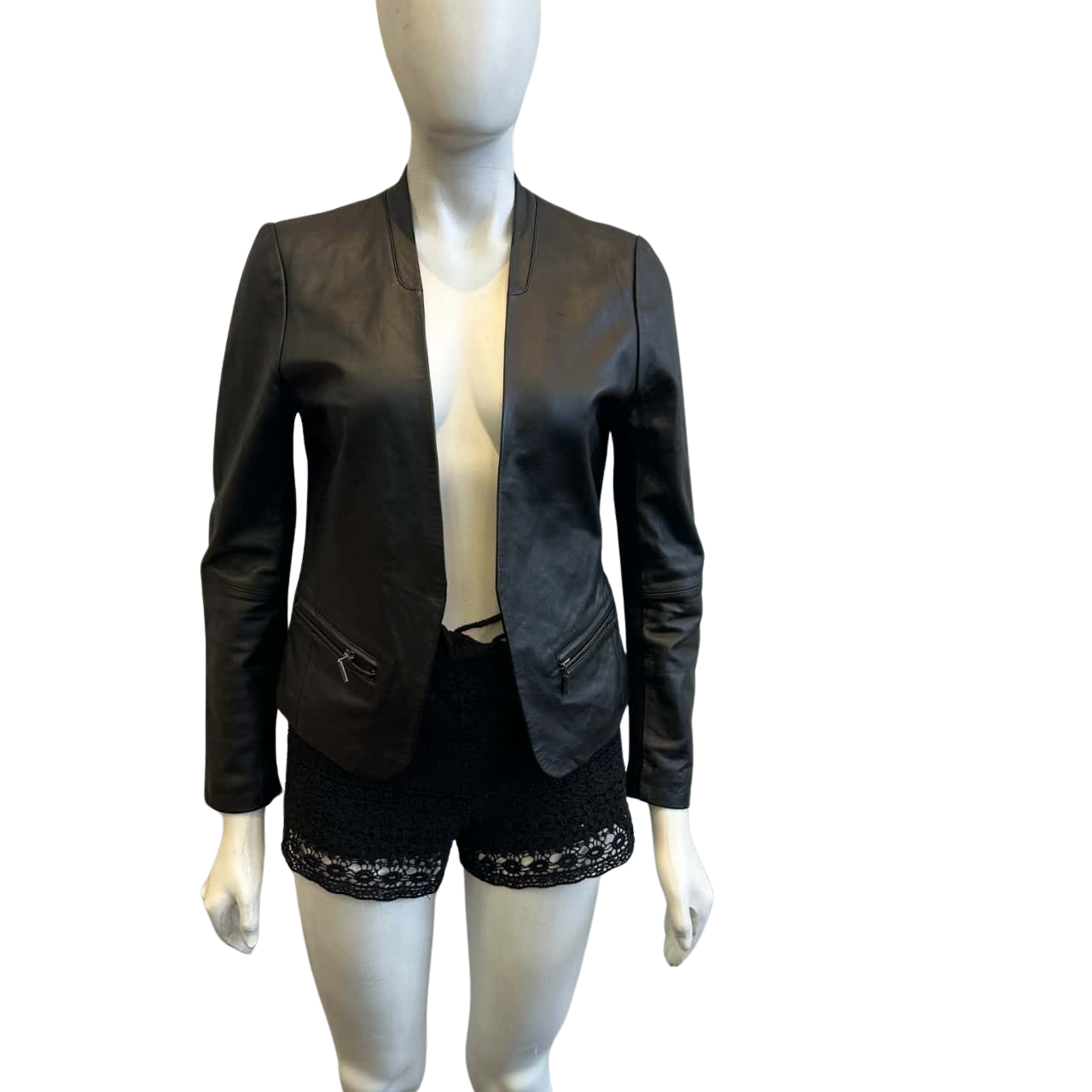 Jeanswest Women's Size 10 Open Leather Jacket Black