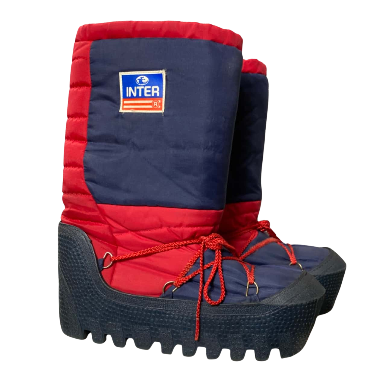 Vintage INTER Size 9-10 Navy Blue & Red Moon Boots(s)