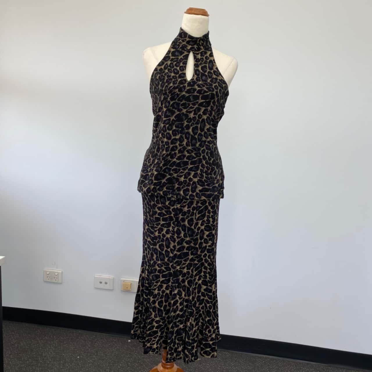 Joseph Ribkoff 2Pce Halter and Skirt Set Animal Print Brown Size 12 / L