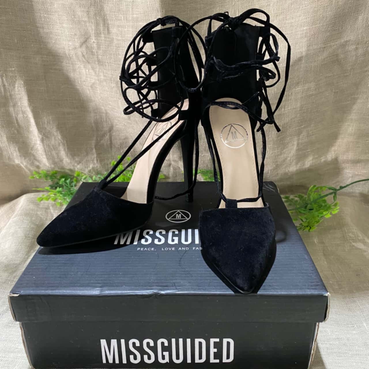 Womens MISSGUIDED “Lilly 1” Black Lace Up Stilettoes(s)
