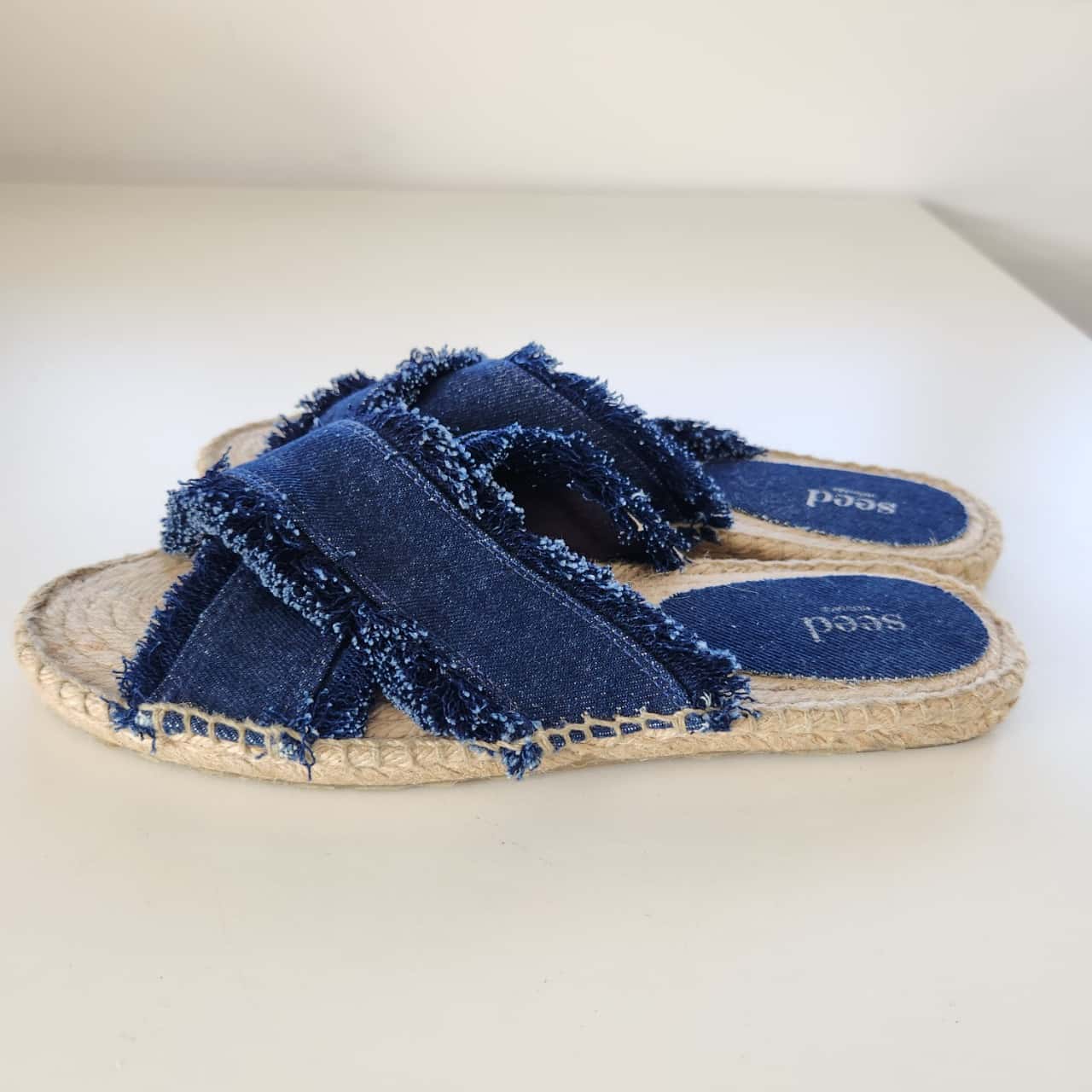 Seed Heritage Blue Denim Slides Sandals Shoes Size 39 / 8 (s)