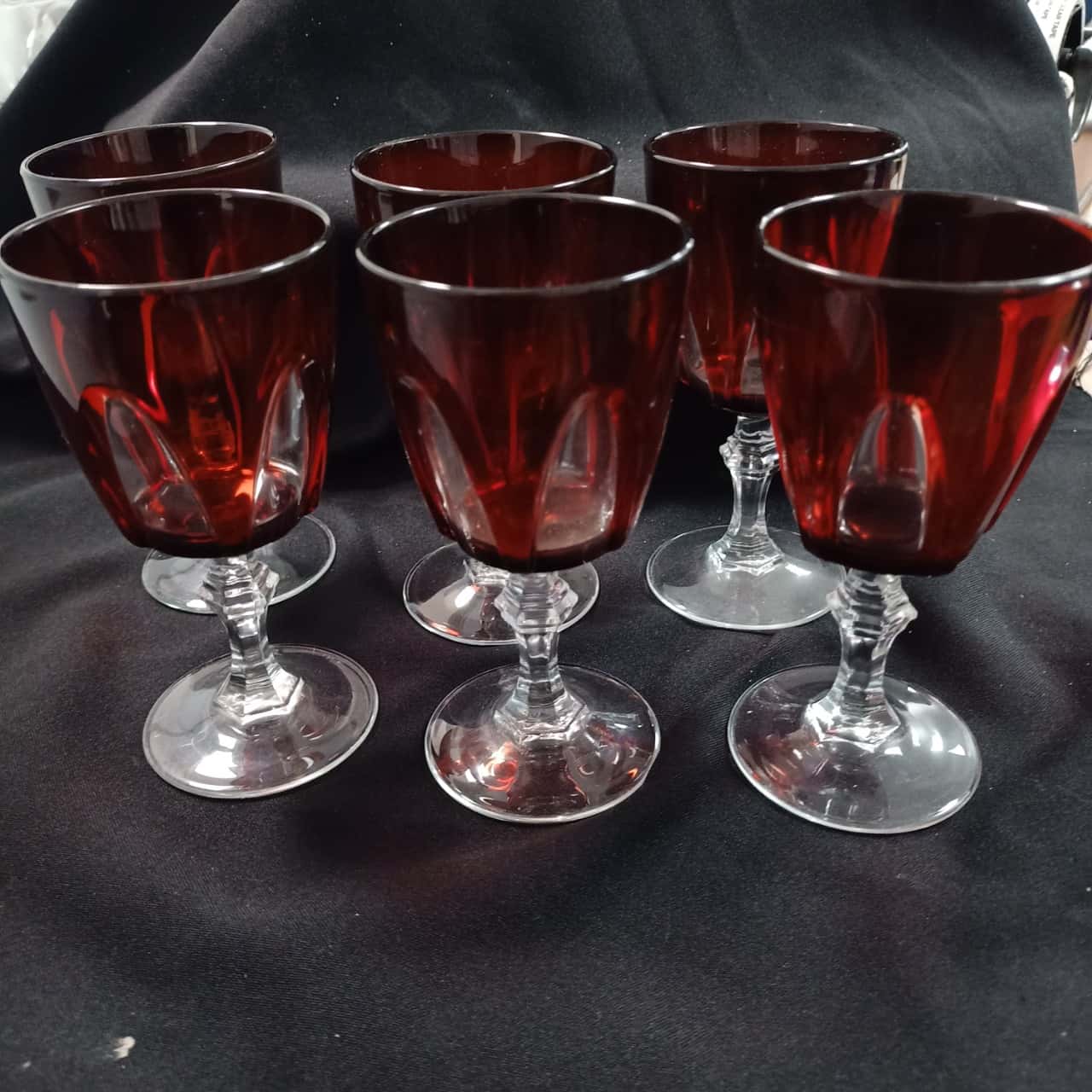 Vintage set of 6 red stemware