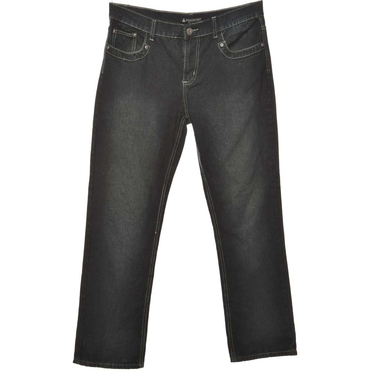 RoadBlock Mens Size 34 Straight Jeans Navy Blue (s)