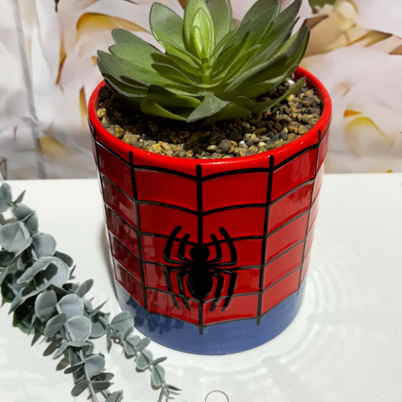 Spider-man Ceramic Planter with Pretend Greenery Marvel Collectible