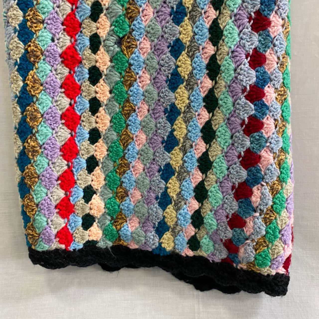 Handmade Rectangular Crochet Blanket/Throw Multicoloured 130cm by 120cm