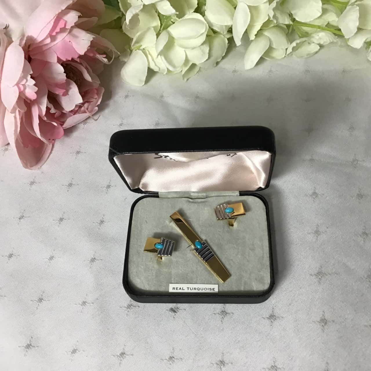*REDUCED* Stratton Mens Gold Plated / Silver Cufflinks & Tie Pin with ...